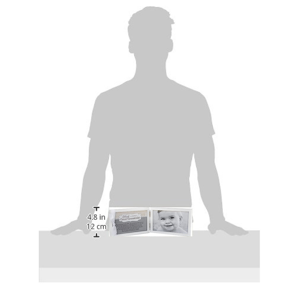 The Grandparent Gift Co. First Great - Grandchild Picture Frame- White Double Hinged Tabletop Photo Frame Holds 4"x6" Pictures or Ultrasounds- Includes Beautiful Sentiment/Poem