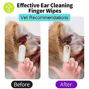 Dog Ear Cleaner Finger Wipes，Premium Ear Finger Wipes for Dogs Cats 50 Pcs Reduce Earwax Buildup Sooths Deodorizes Relieve Ear Itching Inflammation, Fresh Coconut Scent, Natural Ingredients (50 Pcs)