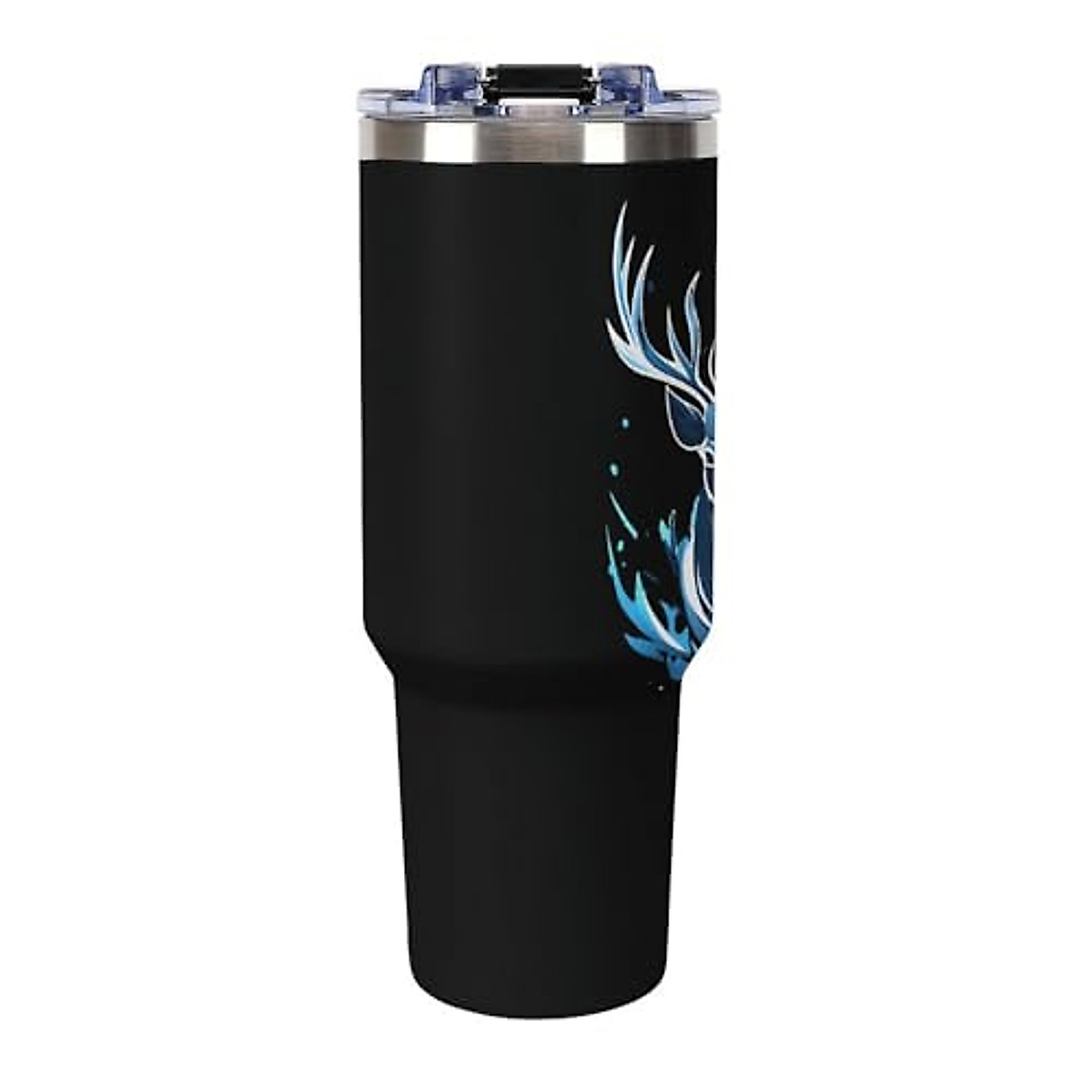 Watercolor Deer 40 Oz Car Cup Stainless Steel Travel Mug Leak-Proof Insulated Tumbler with Handle Deep Blue-style
