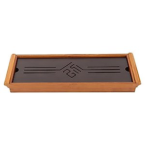 Bamboo Tea Tray, Traditional Chinese Style Serving Tray with Reservoir Type Water Storage Box for Home Office Teahouse Kung Fu Tea Accessory