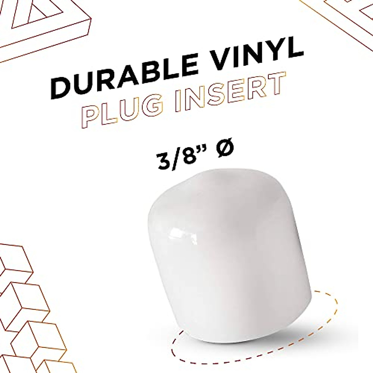 Prescott Plastics Made in USA 3/8" Inch White Round Vinyl Plug Insert (20 Pack), End Cap for Metal Tubing, Fence, Glide Insert for Pipe Post, FDA Food Grade,Chairs and Furniture