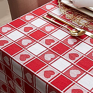 DII Valentine's Day Tablecloth Check Collection, Tablecloth, 60x84, Checkered Hearts