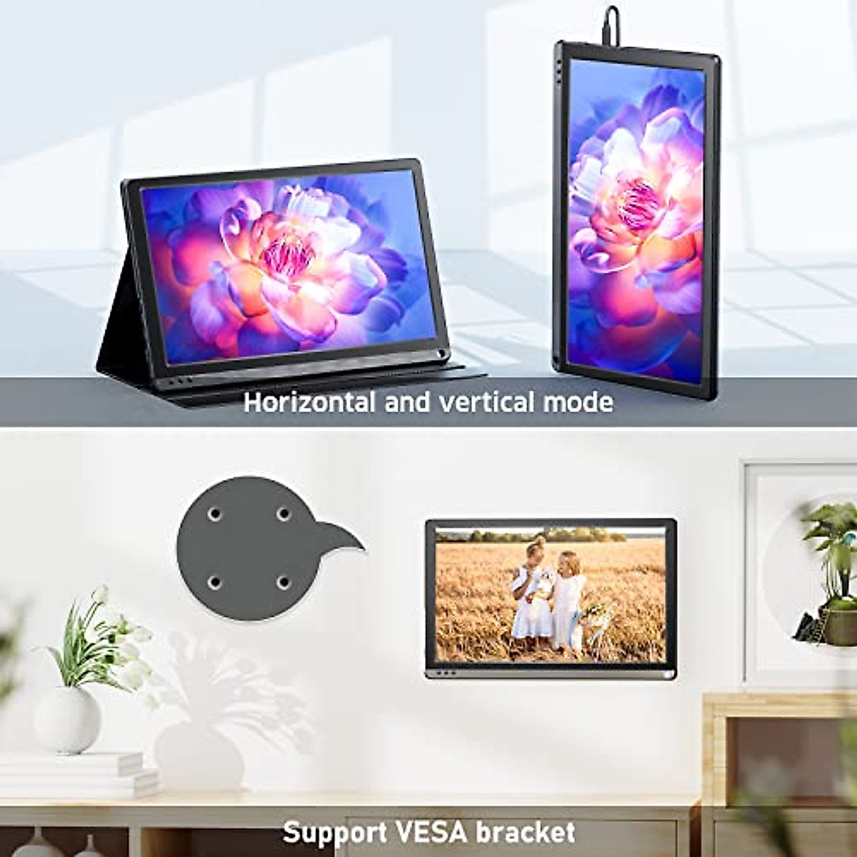 15.6" Portable Monitor for Laptop, FHD 1080P HDMI USB-C Ultra Slim Travel Monitor, IPS Blue Light Eye Care Computer Extender/Second/Dual Screen for PC Phone Mac Xbox PS4 Switch