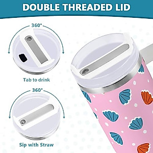 ARGTILDN 40 oz Tumbler Starfish Polka Dots Insulated Travel Mug with Handle and Straw Lid Stainless Steel Vacuum Coffee Cup Tea Beverage Container Water Bottles for Car Sports office