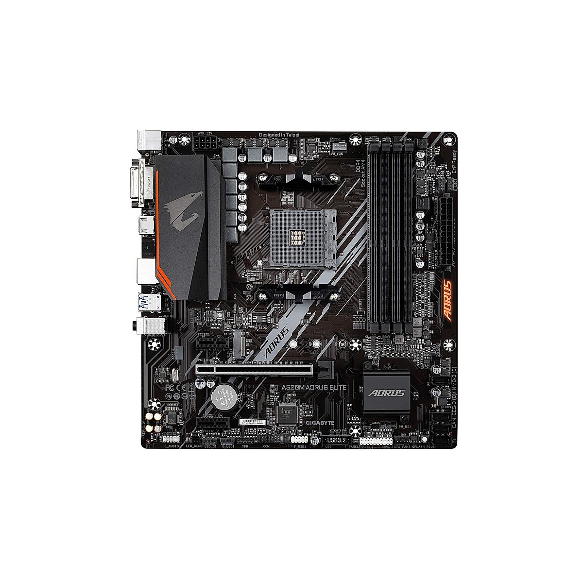 Gigabyte A520M AORUS Elite (AMD Ryzen AM4/MicroATX/5+3 Phases Digital PWM/Gaming GbE LAN/NVMe PCIe 3.0 x4 M.2/2 Display Interfaces/Q-Flash Plus/RGB Fusion 2.0/Motherboard)