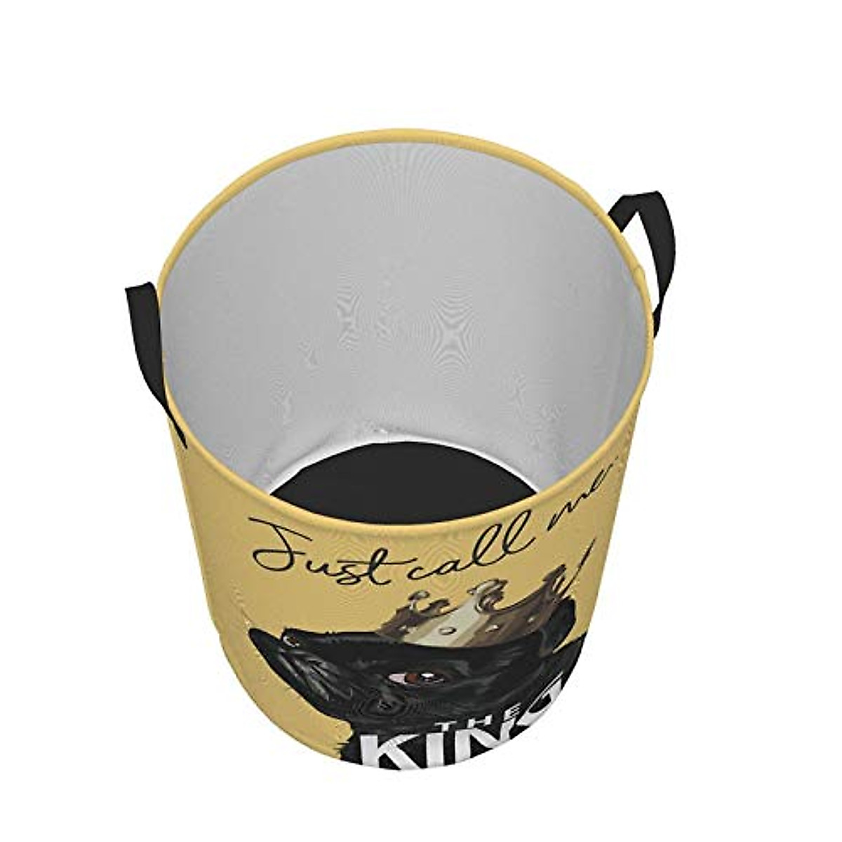 Delerain Black Pug Laundry Basket, Waterproof Laundry Hamper with Handles, Collapsible Toy Bins Dirty Clothes Round Storage Basket for Home Bathroom Office Nursery, 19.6X15.7(M)