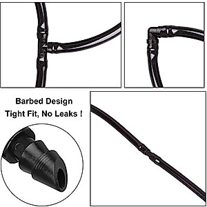 JAYEE Irrigation Fittings Kit for 1/4" Tubing 110 Piece Set - 50 Couplings,30 Tees, 20 Elbows, 10 End Plugs - Barbed Connectors for Drip or Sprinkler Systems