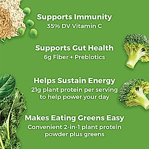 Orgain Organic Protein & Greens Vegan Protein Powder, Vanilla Bean - 21g of Plant Based Protein, Gluten Free, Non-GMO, 1.94 Pound, 1 Count, Packaging May Vary