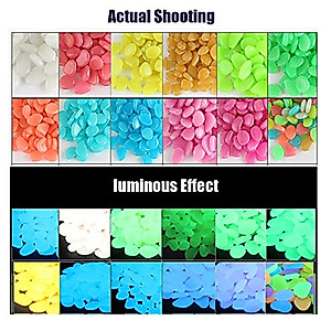 QIAONIUNIU 100 Pcs New Colorful Glow in The Dark Pebbles Stones Rocks for Fish Tank Aquarium Garden Walkway