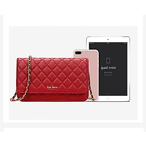 Vintage Leather Shoulder Bag Women's Crossbody Tote - Red