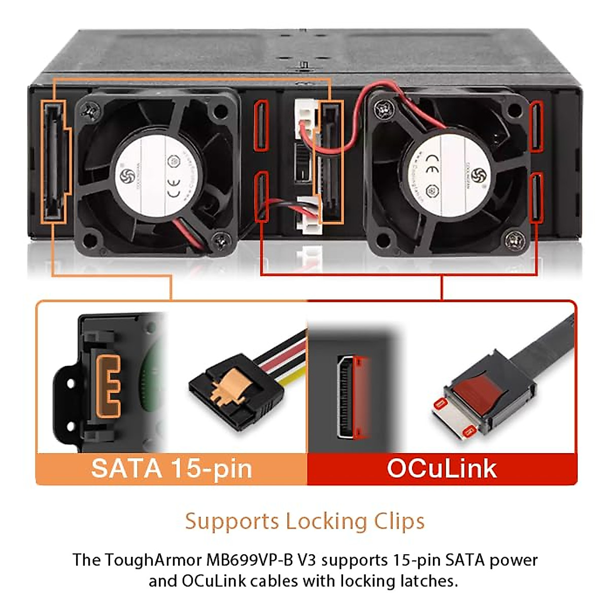 ICY DOCK 4 x 2.5 NVMe U.2/U.3 SSD PCIe 4.0 Mobile Rack for 5.25" Bay with OCuLink | ToughArmor MB699VP-B V3