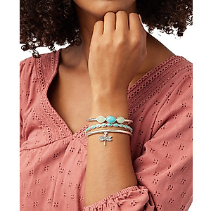 Lucky Brand Bracelet Set, Silver-Tone Turquoise Dragonfly Bangle Bracelets