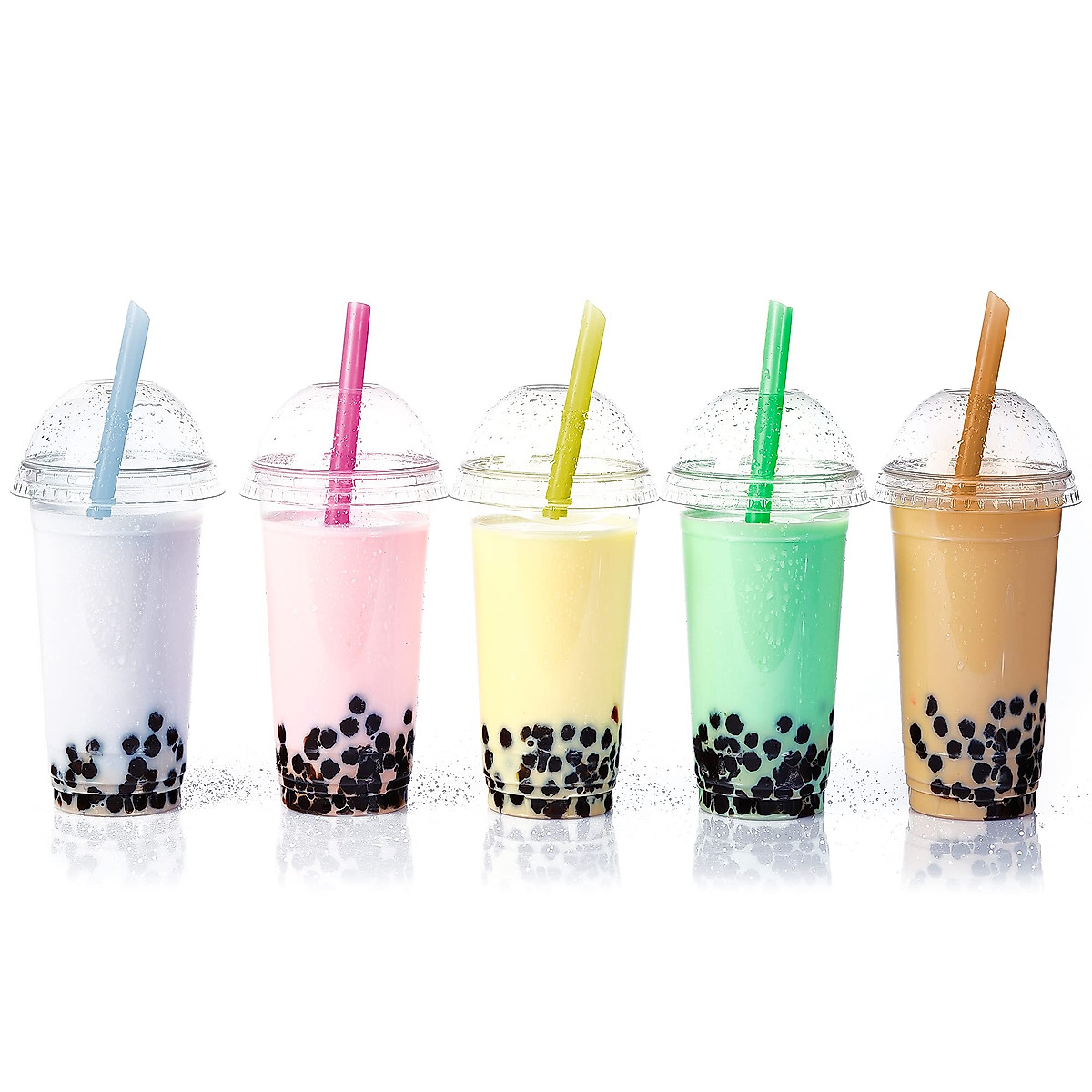 200 Pack Milkshake Plastic Straws, Multi Colors Jumbo Smoothie Straws, Lndividual package, for Bubble Tea and Milkshake.