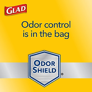 Glad Trash Bags, ForceFlexPlus Tall Kitchen Drawstring Garbage Bags - 13 Gallon White Trash Bag for Kitchen Trash Can, Odor Shield, Odor Eliminator, Leak Protection, 40 Count - Packaging May Vary