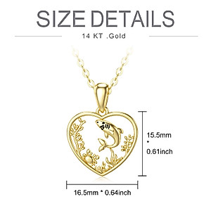 Rikelus 14K Gold Shark Necklace for Women Real Gold Shark Crab Pendant Ocean Beach Sea Jewelry Anniversary Birthday Gifts for Mom Wife Friend Her 16+1+1 Inch