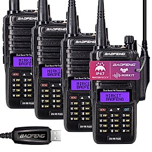 Mirkit 4X Waterproof Baofeng Radio UV-9R Plus MK1 (UV-82 3rd Gen) 8W Max Power 2024 VHF/UHF 144-148/420-450MHz Walkie Talkies, 2200mAh Battery & Programming Cable, IP67 Dust, Cold, Waterproof
