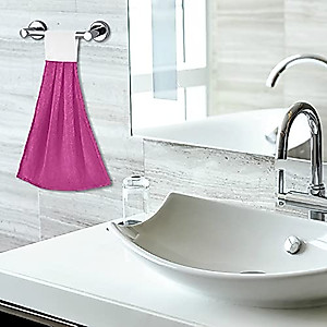 WELLDAY 2 Pcs Hanging Hand Towels Soft Absorbent Plain Deep Magenta Solid Color Towel for Kitchen Bathroom