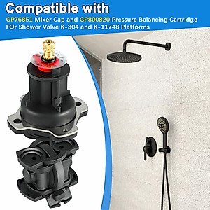GP876851 Mixer Cap and Pressure Balancing Unit Kit, Compatible with Kohler Shower Valves K-304 and K-11748 Platforms, Shower Cartridge Replacement Repair Kit, Include GP800820 and GP77759