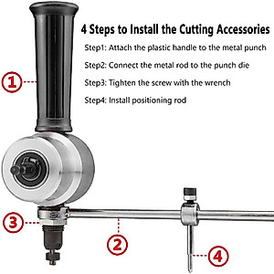 Illuminate Sheet Metal Nibbler, Double Headed Metal Cutter with Punch and Die, Extra Cutting Hole Tools and Step Drill Bit Included, Perfect for Car Repair and Household Repair Jobs