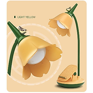 LED Desk Lamp Clip on Lamp Cordless Table Light Adjustable Gooseneck Dimmable Touch Rechargeable Battery Eye-Caring Night Light for Kids,Mini Cute Lamp for College Dorm Bedroom Reading (Yellow)