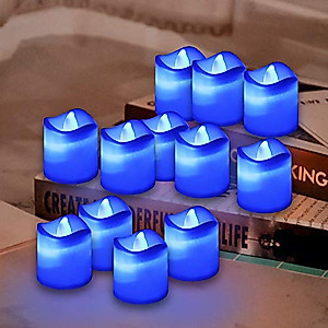 Rakumi LED Candles, Flameless LED Tea Lights, Battery Operated LED Votive Candles for Valentine's Day Wedding Birthday Party, 24 Packs (Blue)