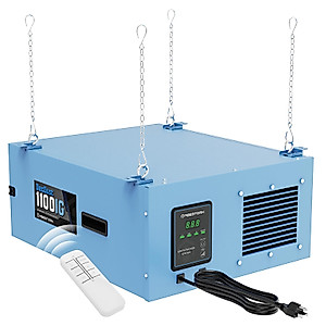 Abestorm 3-Speed Remote-Controlled Air Filtration System, Built-in Ionizer Function, Industrial Hanging Air Filter for Woodworking, Garage, Workshop, DecDust 1100IG