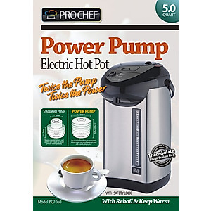 ProChef, 5, M PC7060 Electric Hot Urn, Stainless Steel, Quart, Double Power Pump, Water, Safety Lock, Reboil and Keep Warm Options, Manual Dispenser