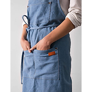 Gautsa Denim Matching Apron for Kids and Adults, Children Age 4-7 9-12, Cooking Gardening Painting BBQ… (lightblue, adult)