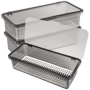 STOBAZA 3 Pcs Utensil Holder with Lid Flatware & Utensil Storage Boxes, Silverware Tableware Chopsticks Spoons Organizer Cutlery Container Tray for Kitchen Countertop