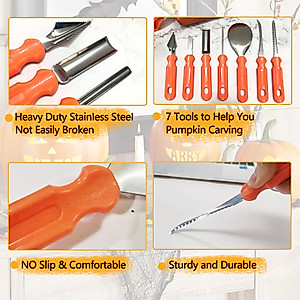 MYJMN Pumpkin Carving Tools, Professional Halloween Pumpkin Carving Kit With Stencils for Adults Kids Heavy Duty Stainless Steel Carving Set for Halloween Decor
