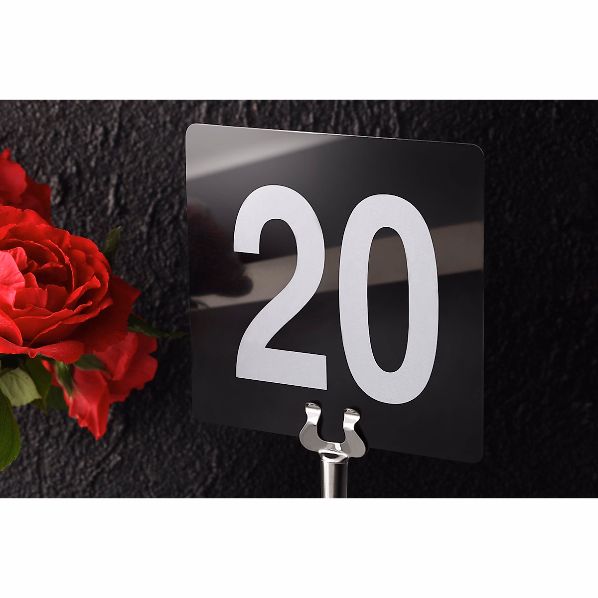 New Star Foodservice 532244 Triton/Ring-Clip Number Holder/Number Stand/Place Card Holder, Set of 12, 1.5-Inch, Black