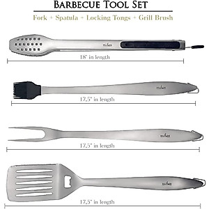 HUMOS, Combo, Outdoor Vertical Charcoal Smoker 3, Premium Extra Thick BBQ Tools Set x 4 pcs, Wood Fire Starter 48 Squares for Grill and Top Meat Smokers Box in Barbecue Grilling Accessories.