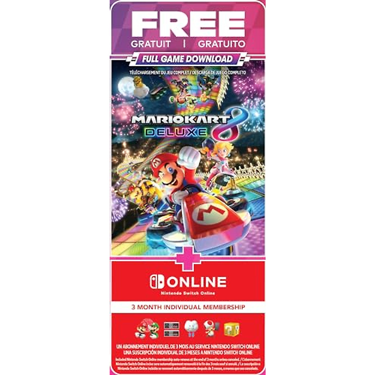 Nintendo Switch™ Mario Kart™ 8 Deluxe Bundle (Full Game Download + 3 Mo. Nintendo Switch Online Membership Included)