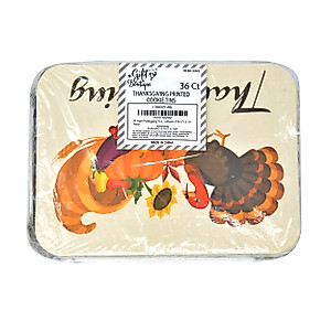 Gift Boutique 36 Thanksgiving Tin Foil Containers with Lid Covers For Cookies in 2 Harvest Designs Autumn Aluminum Disposable Food Storage Pans for Fall Treat Goodies Party Leftover 5"W X 7"L X 1.5"