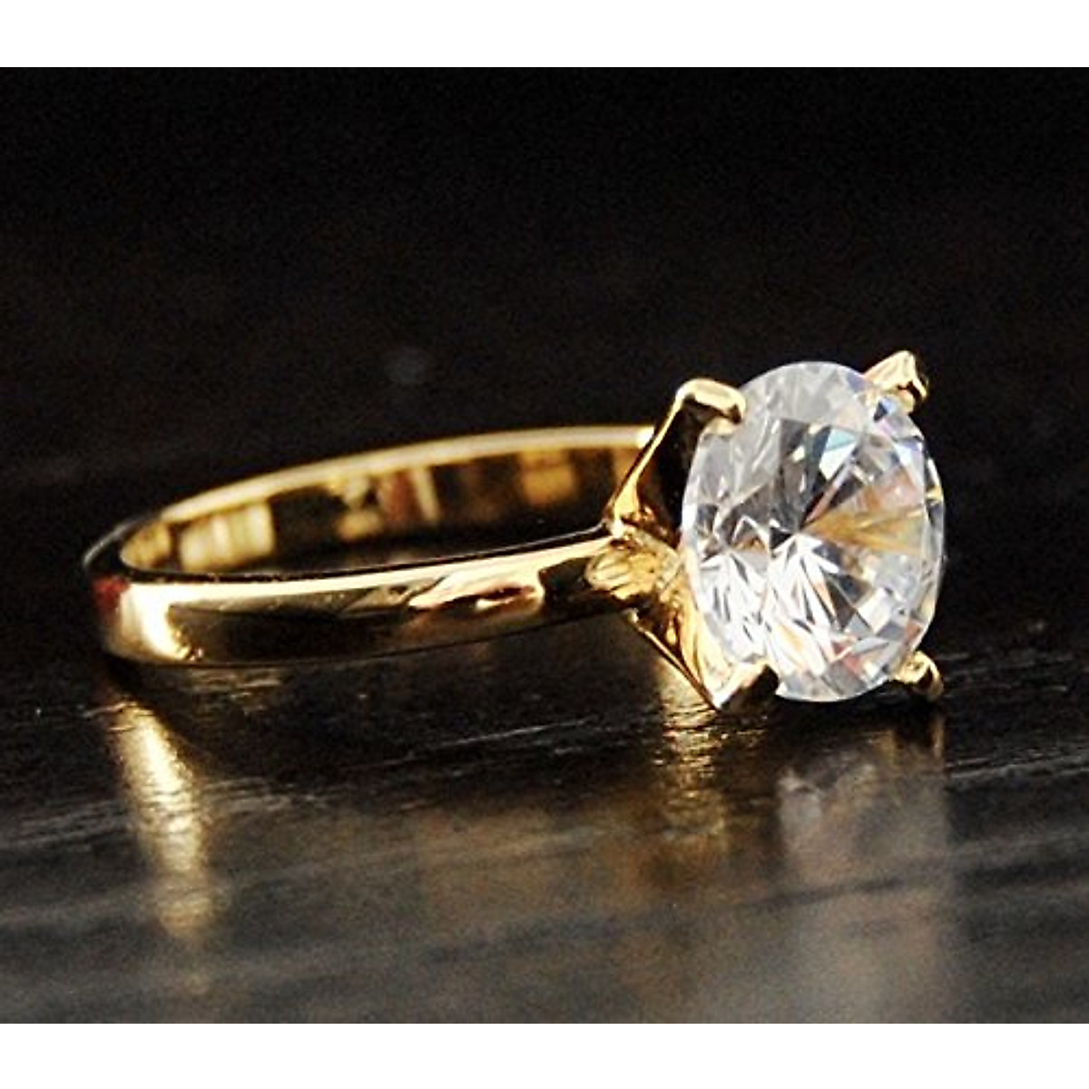 Metal Masters Gold Tone Over Sterling Silver 925 2 Carat Round Brilliant Cubic Zirconia CZ Wedding Engagement Ring 5