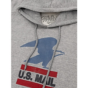 Tee Luv Men's Faded U.S. Mail Eagle Hoodie - Hooded USPS Logo Sweatshirt, Oxford Gray, S