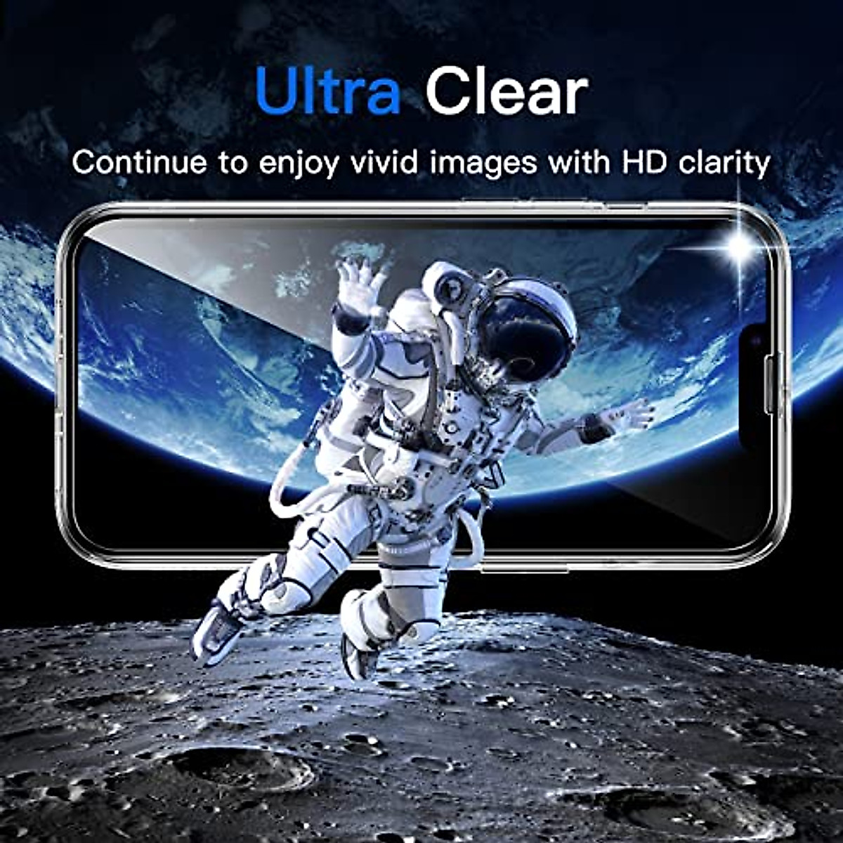 JETech 3 in 1 Case for iPhone 13 Mini 5.4-Inch, with 2-Pack Screen Protector and 2-Pack Camera Lens Protector, Non-Yellowing Shockproof Bumper Phone Cover, Full Coverage Tempered Glass Film (Clear)