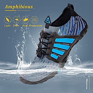 WateLves Water Shoes Mens Womens Beach Swim Shoes Quick-Dry Aqua Socks Pool Shoes for Surf Yoga Water Aerobics (B/Blue Gray, 39)