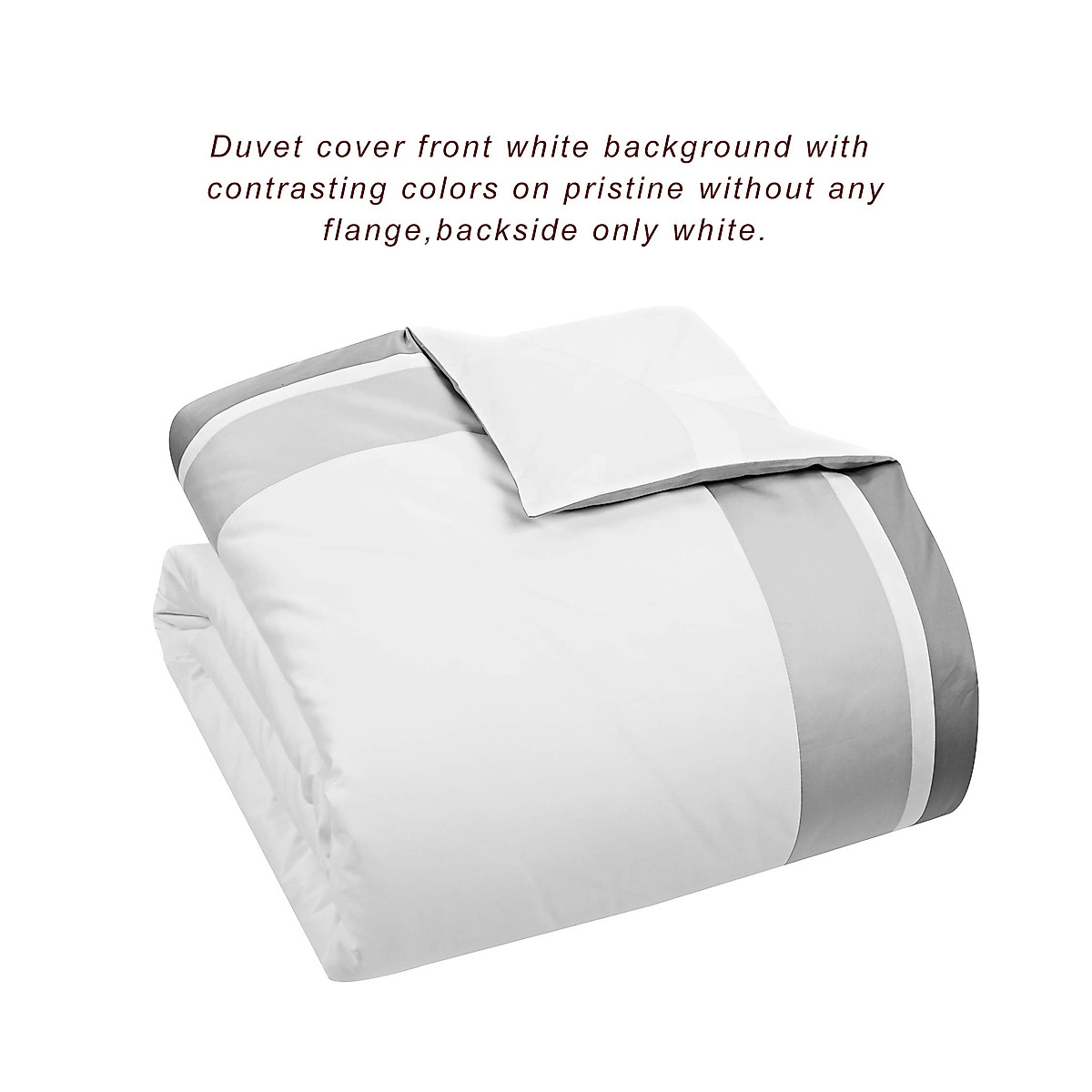 Casabolaj Shading 3 Pieces Do Not Include Filling Duvet Cover Set 100% Egyptian Cotton Sateen Luxury 400 TC Classic and Contemporary Frame Patchwork Button Closure Corner Ties-White/Taupe/Grey (King)