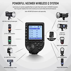 NEEWER QPRO-S TTL Wireless Flash Trigger Compatible with Sony 1/8000s HSS Large LCD Screen Slanted Design 5 Group Buttons 9 Customizable Functions for Q4 Q3 Z2 Z1 Z760 NW760 S101-300W PRO/400W PRO