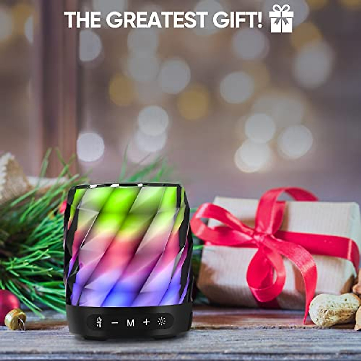 LFS Bluetooth Speaker with Lights, Portable Wireless Speaker, Powerful 20W Sound, IPX5 Waterproof, 7 Color Lights, 20H Playtime, Night Light Party Speakers, Perfect for Home, Outdoor, Holiday