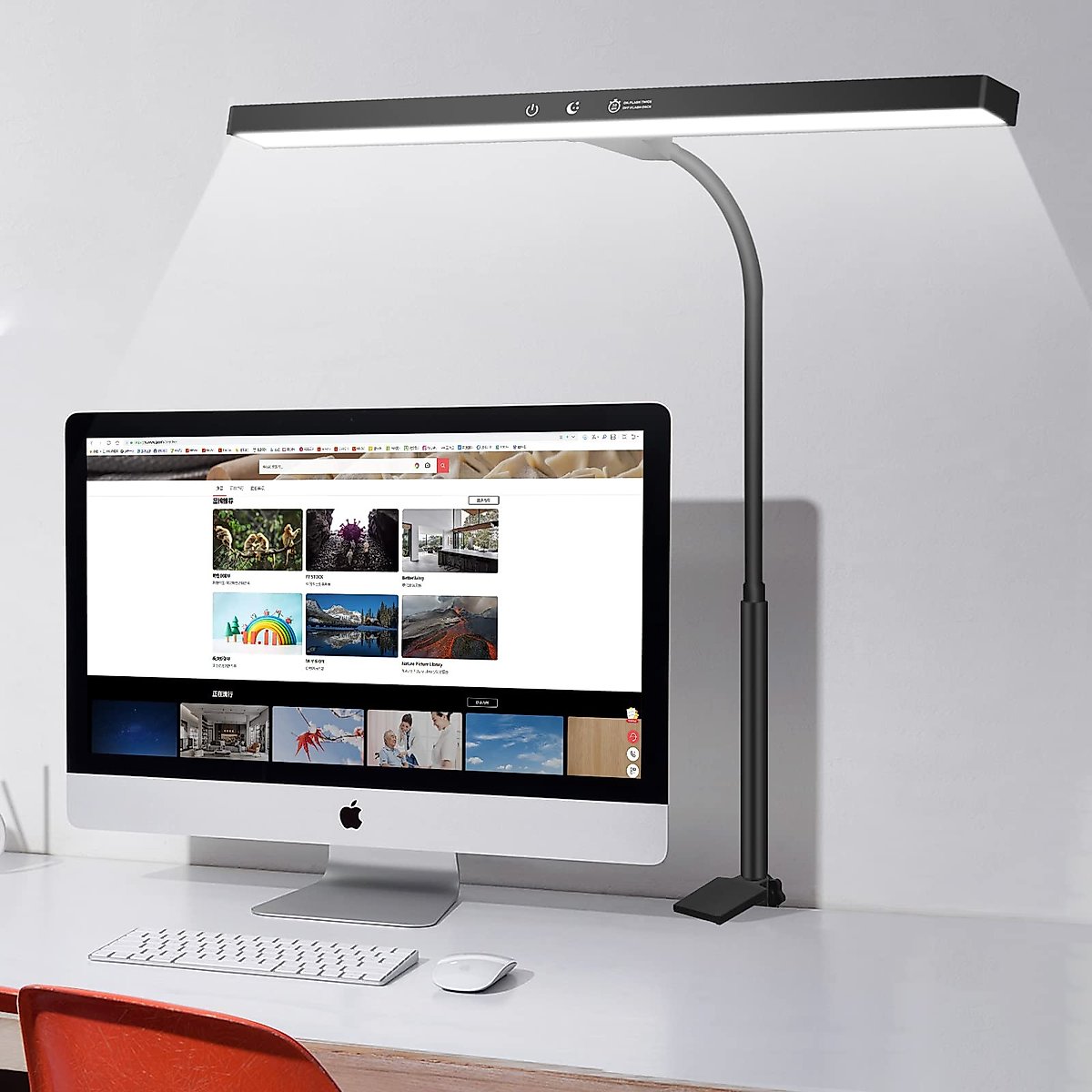 NEWACALOX Desk Lamps for Home Office, LED Desk Lamp with Touch Control and Night Light Function, Architect Task Lamp with 16-inch Long Lamp Head, 3 Modes 10 Brightness Gooseneck Desk Light