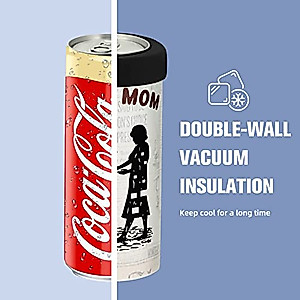 Mother's Birthday Gift for Mom from Son, Skinny Can Cooler Sleeves, To My Mom, Double-Walled Stainless Steel Slim Tumbler, Fits All 12oz Slim Cans, Christmas Day Birthday Gift（Light yellow）