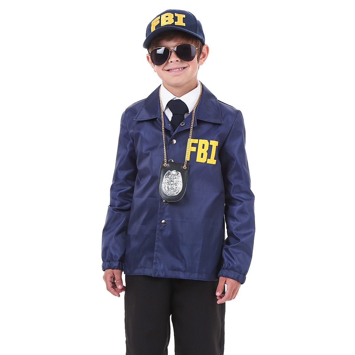 Kid's FBI Costume, Navy Federal Agent Jacket, Child Investigator Outfit For Halloween & Play Pretend