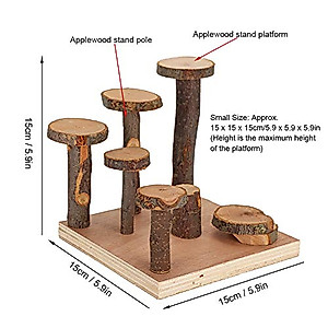 Oreilet Hamster Guinea Pig Toys, Wooden Hamster Climbing Toys Durable Natural Hamster Wooden Square Hamster Chew Toys Set, Gerbils Pets for Small Animals Pets(Apple Wood Column, S, Blue)
