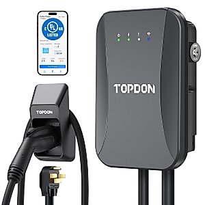 TOPDON Level 2 EV Charger, 40Amp Electric Vehicle Charger, 14-50 Plug NEMA TYPE4, UL Listed Energy Star, Electric Car Charger with WiFi, EVSE, Car Charging Station with PulseQ Smart App, 25FT Cable
