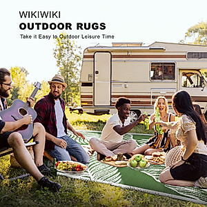 wikiwiki Outdoor Rugs 9x18 for Patios Clearance, Waterproof & Portable Camping Rugs for Outside Your RV, Large Indoor/Outdoor Plastic Straw Mats, Perfect for Deck,Balcony,Pool,Green, Rugscape Series