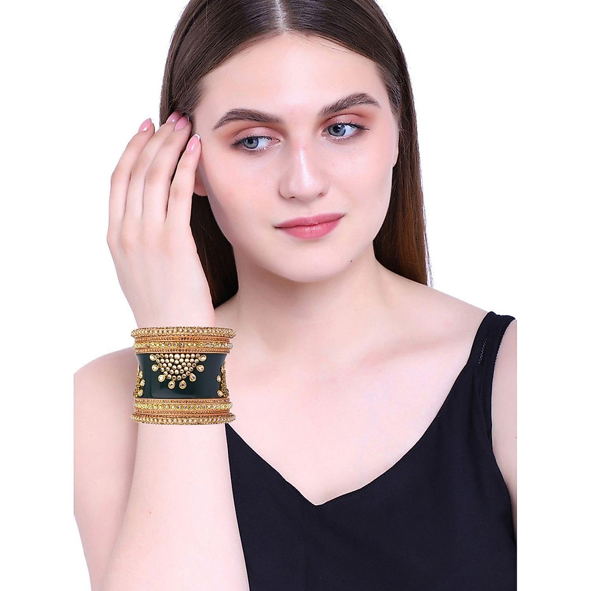 Efulgenz Traditional Indian Wedding Bangles CZ Crystal Bridal Bracelet Bangle Set for Women (Pcs)