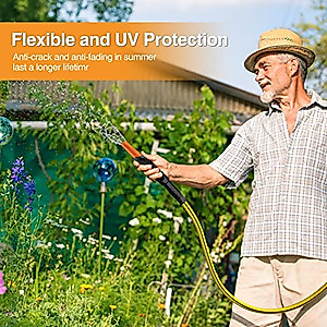 GREENER 50FT Tools Hybrid Garden Hose Dia.5/8’’ Inner Durable Rv Garden Hose with Swivel Grip Handle 150PSI High Burst Strength Industrial Water Hose for All Weather Outdoor (Yellow)