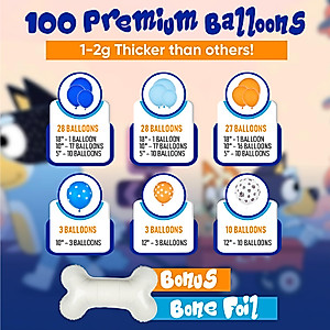 ALL-IN-1 Bluey Balloons Arch & Garland Kit with BONUS Dog Bone – Small and Large Bluey Birthday Party Balloons in Blue and Orange – Bluey Themed Party Decorations & Supplies for Boy or Girl Birthday